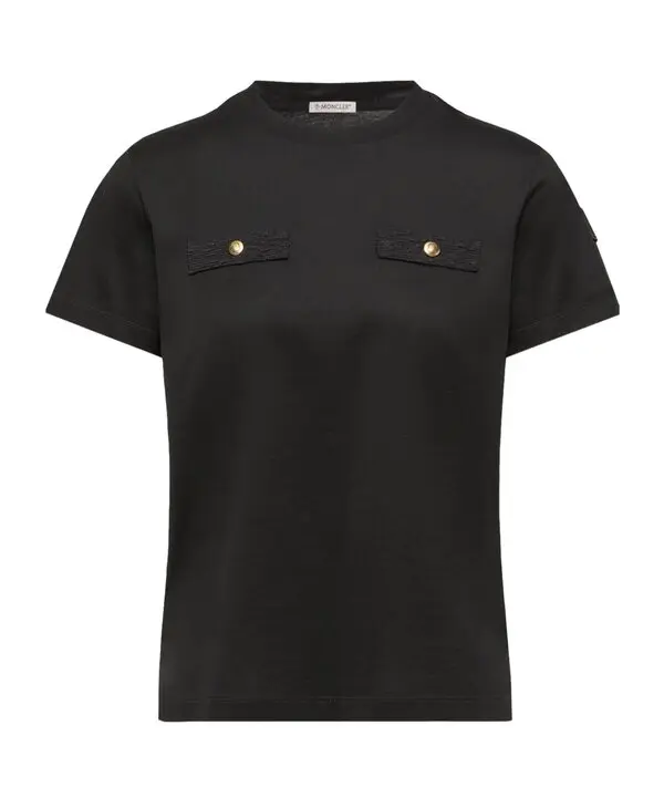 Moncler Button Detailed Crewneck T-shirt - Black