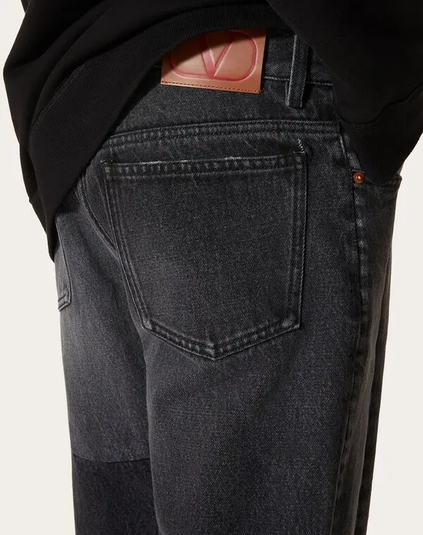 Valentino Garavani Patchwork Detailed Tapered Jeans