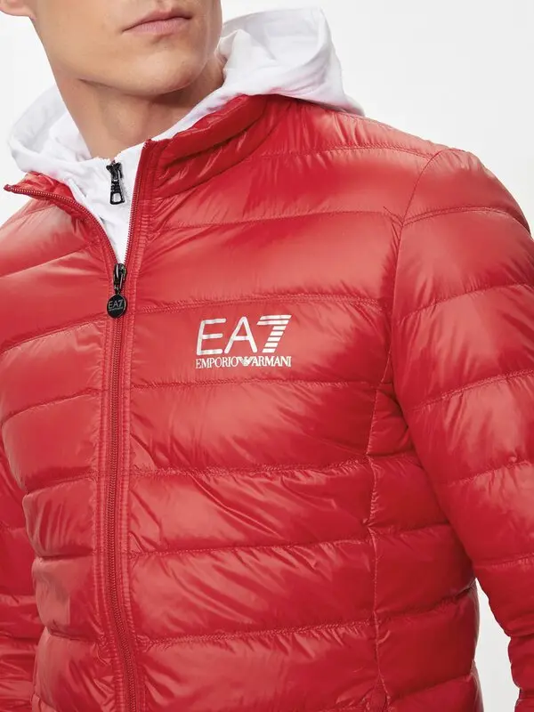 EA7 Quilted Hooded Down Jacket