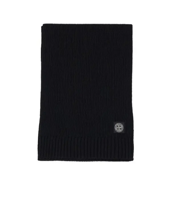 Stone Island Logo-patch Detail Scarf - Black