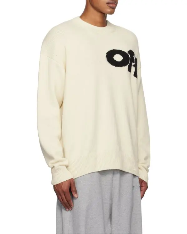 Off-White Logo Intarsia Crewneck Jumper - White/black