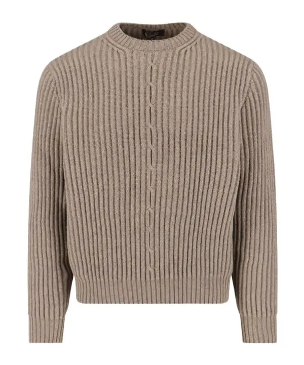 Loro Piana Plane Tree Ribbed Crewneck Jumper - Brown