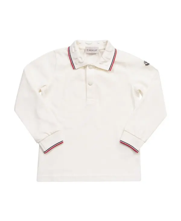 Moncler Long-sleeved Polo Shirt With Button Detail - White