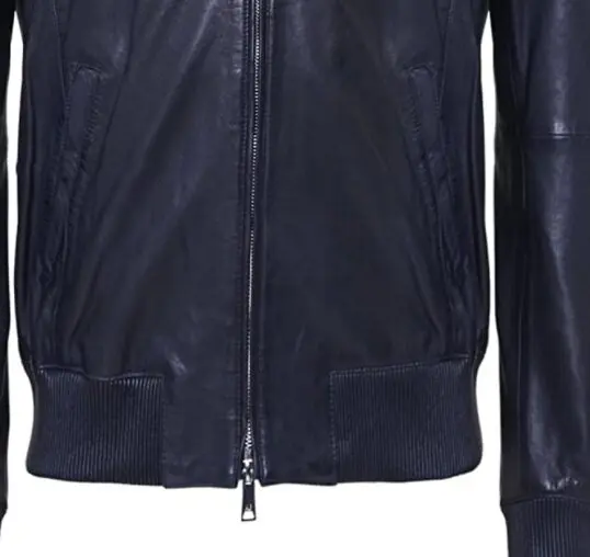 Emporio Armani Leather Zip Up Jacket - Black