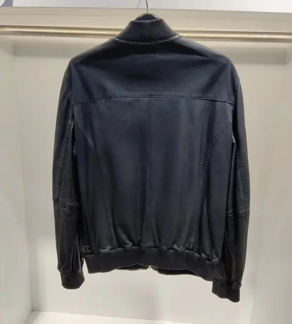 Emporio Armani Leather Zip Up Jacket - Black