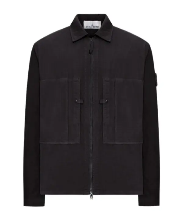 Stone Island Zip-front Badge Shirt