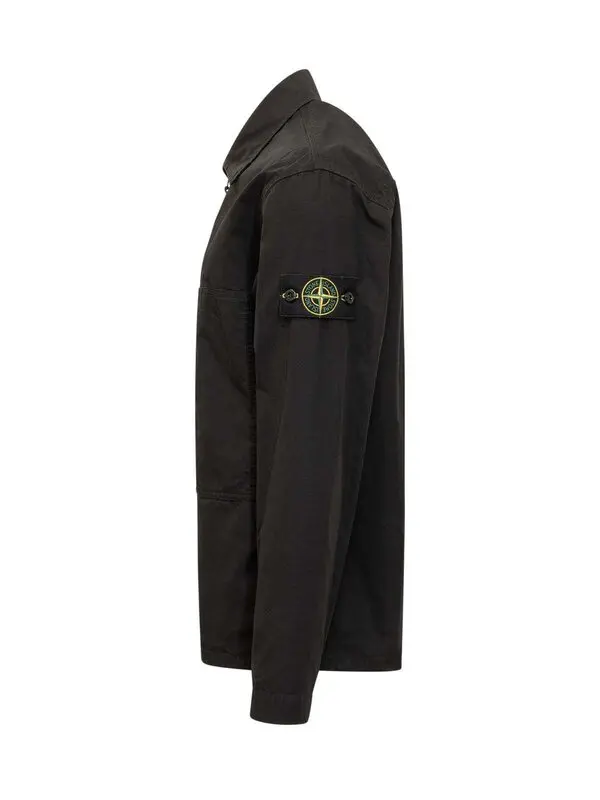 Stone Island Zip-front Badge Shirt