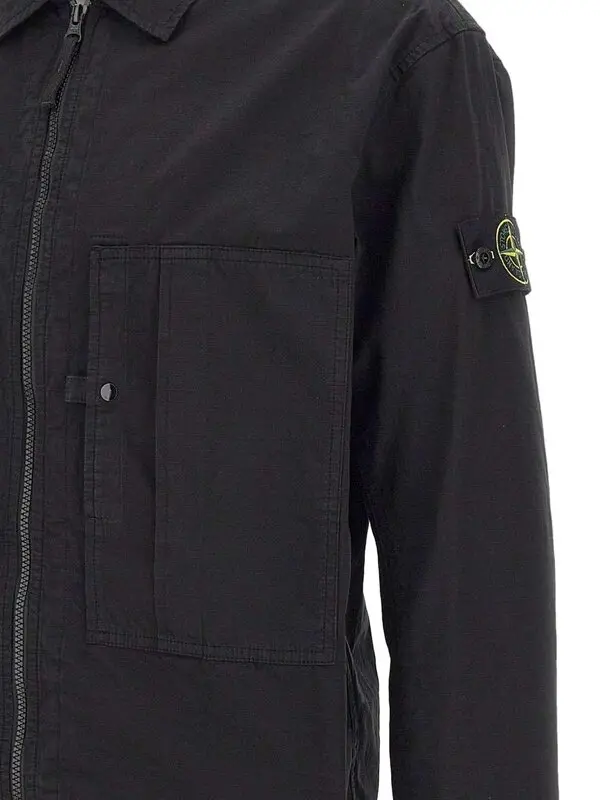 Stone Island Zip-front Badge Shirt
