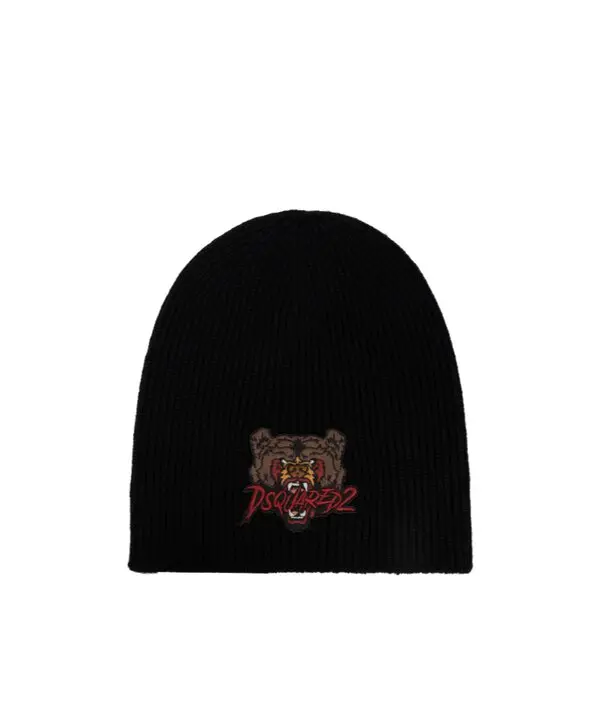 Dsquared2 Logo Embroidered Beanie - Black