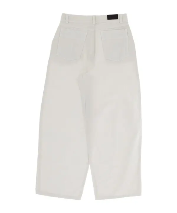 LEMAIRE Wide Leg Cotton Twill Pants - Off-white