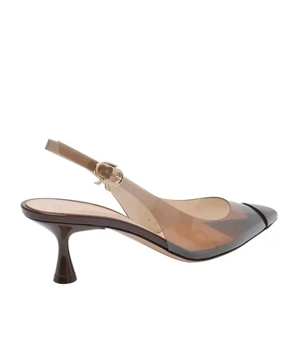 GIANVITO ROSSI Plexi Pointed Toe Slingbacks With Cap Toe Detail - Nude