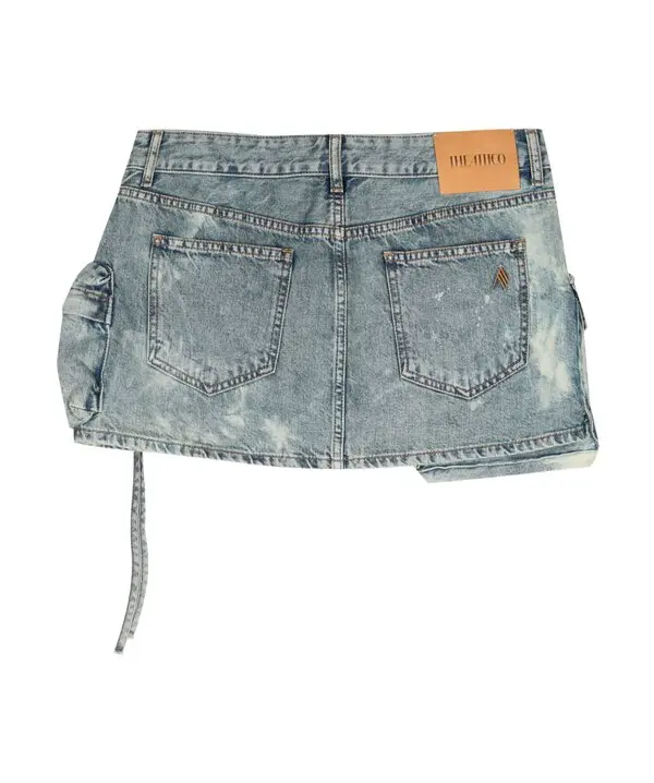 Attico Cargo Denim Mini Skirt - Gray