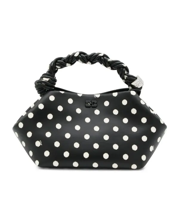GANNI Polka Dot Mini Bag With Knotted Top Handle - Black
