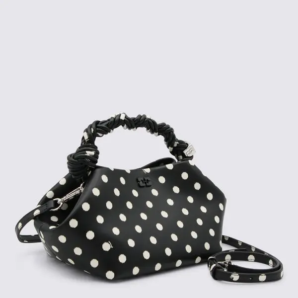GANNI Polka Dot Mini Bag With Knotted Top Handle - Black