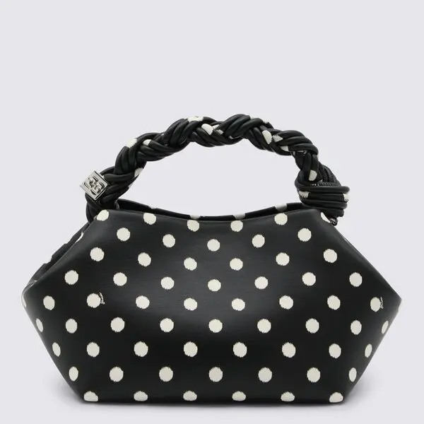 GANNI Polka Dot Mini Bag With Knotted Top Handle - Black
