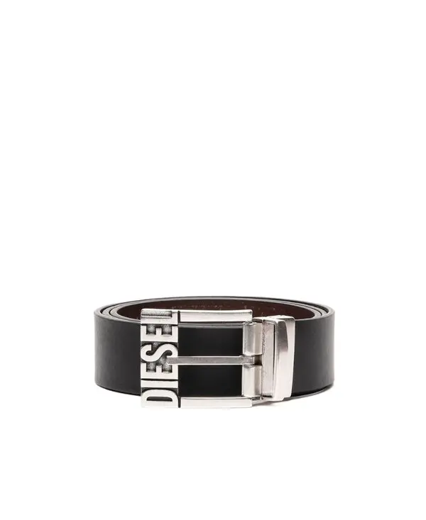 DIESEL® Logo Buckle Leather Belt - Green