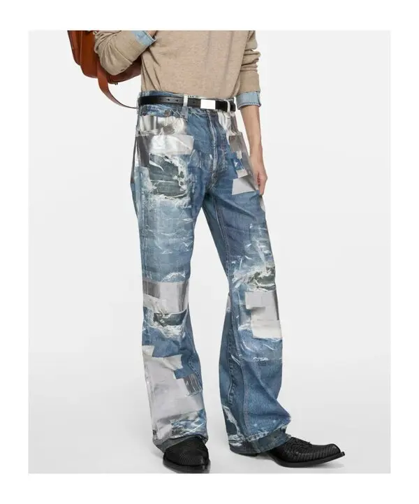 Acne Studios Patchwork Wide-leg Denim Trousers