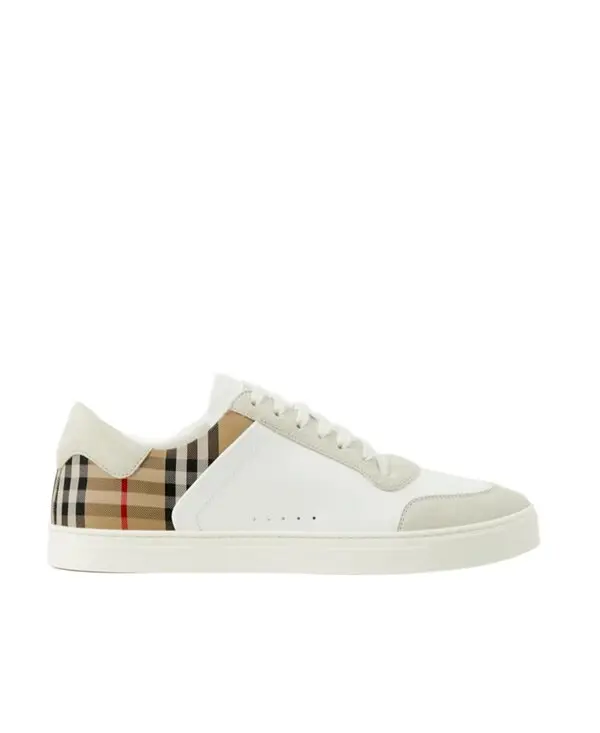 Burberry Checked Lace-up Sneakers - White