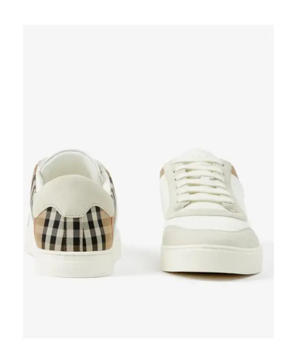 Burberry Checked Lace-up Sneakers - White