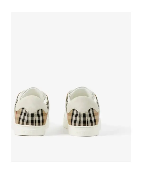 Burberry Checked Lace-up Sneakers - White