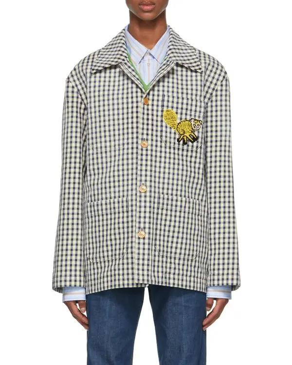 Gucci Gingham Patch-detail Jacket