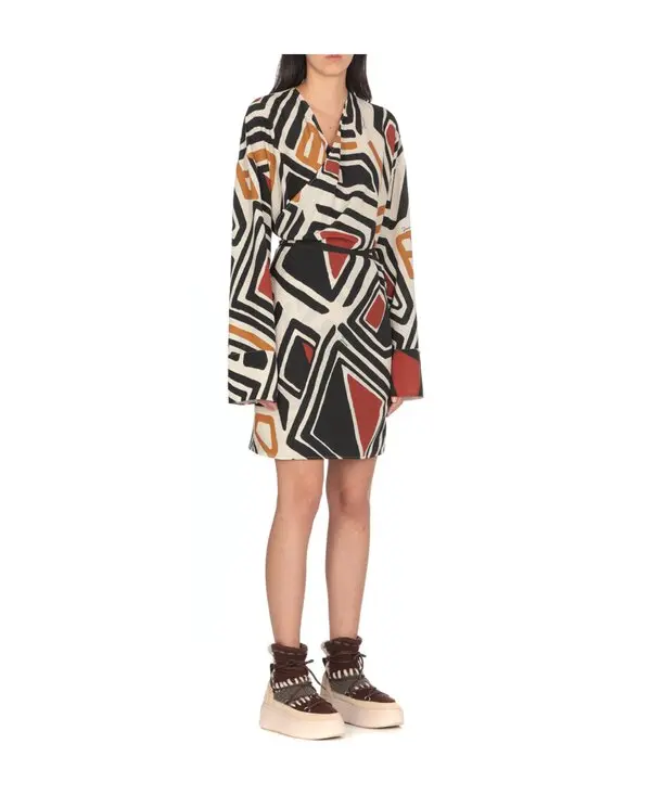 Dsquared2 Geometric Print Mini Wrap Dress - Black