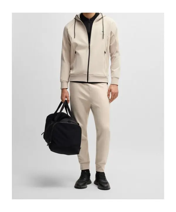 Hugo Boss Logo Appliqué Full Zip Hoodie - Light Beige