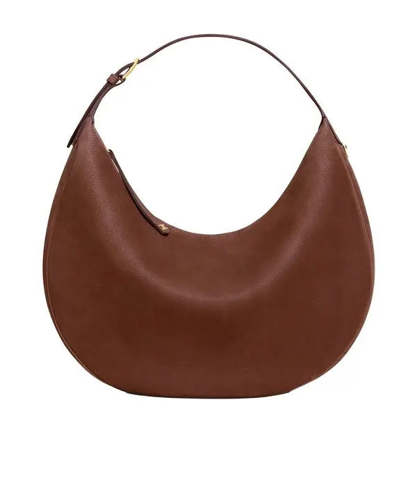 Celine Large Lulu Hobo Bag In Grained Nubuck Calfskin - Chestnut