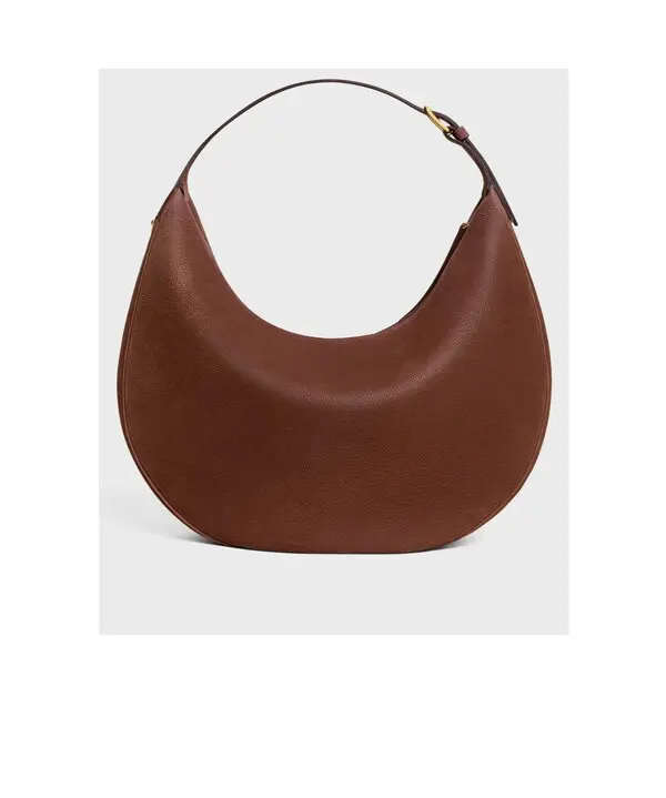 Celine Large Lulu Hobo Bag In Grained Nubuck Calfskin - Chestnut