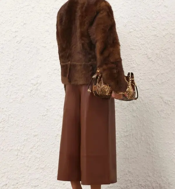 Zimmermann Long Sleeve Shearling Leather Jacket - Brown