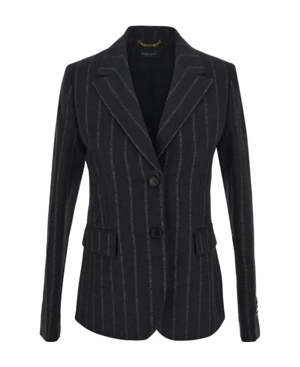 Versace Single-breasted Blazer With Jacquard Logo
