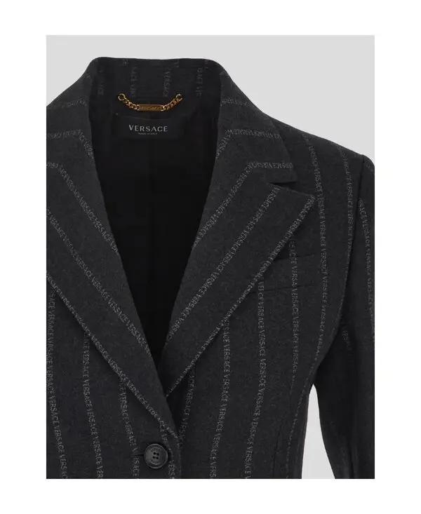 Versace Single-breasted Blazer With Jacquard Logo