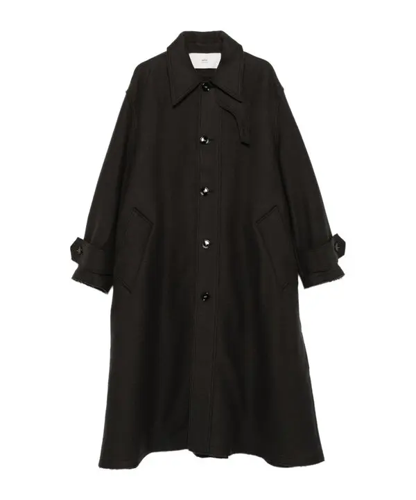 Ami Single-breasted Virgin Wool Coat - Dark Gray