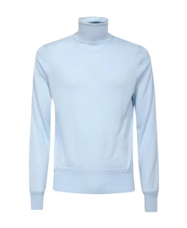 TOM FORD Fine Knit Turtleneck Sweater With Long Sleeves - Blue
