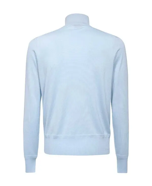 TOM FORD Fine Knit Turtleneck Sweater With Long Sleeves - Blue