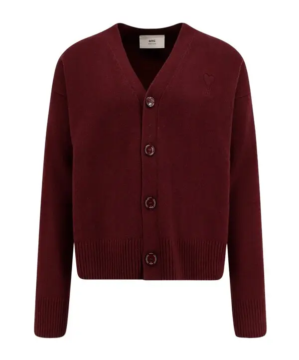 AMI Paris V-neck Buttoned Cardigan - Brown