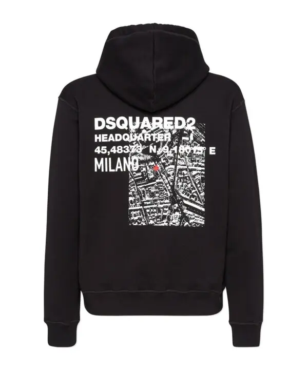 Dsquared2 Ceresio Map Cool Fit Hoodie - Black