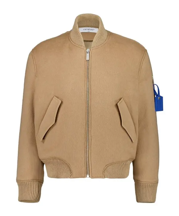 Off-White Zip-up Bomber Jacket - Light Brown
