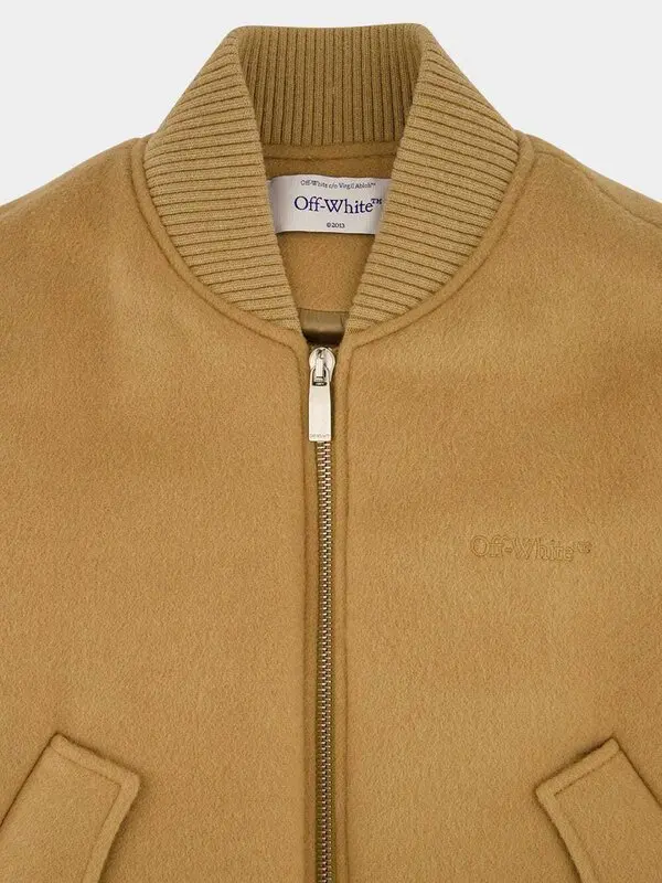 Off-White Zip-up Bomber Jacket - Light Brown