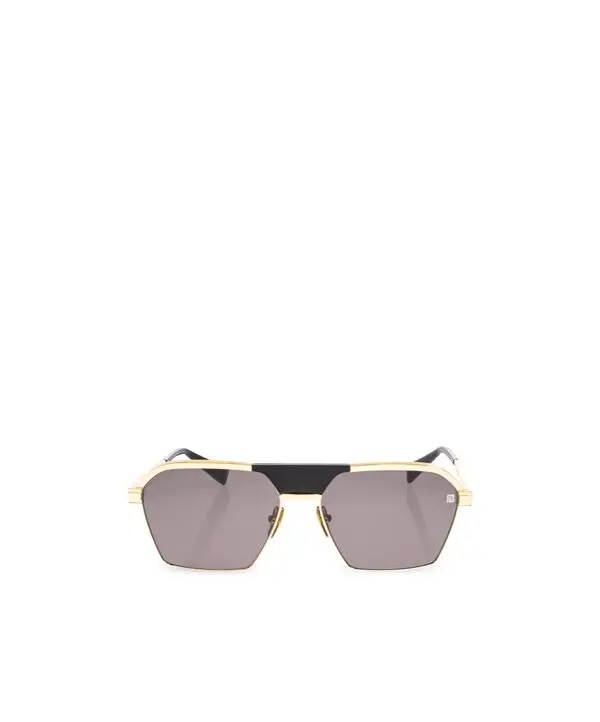 Balmain Full-frame Sunglasses With Graphic Temples - Gray