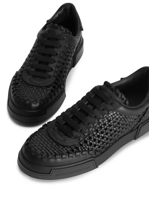 Dolce & Gabbana Woven Leather Lace-up Sneakers