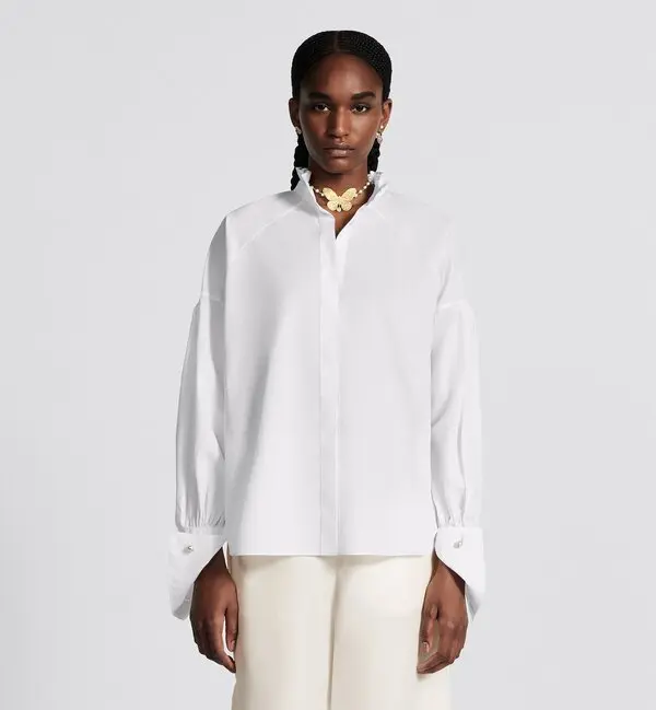 Dior Embroidered Blouse With Ruffled Collar