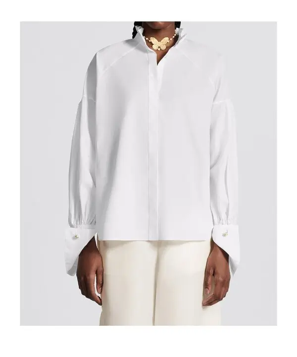 Dior Embroidered Blouse With Ruffled Collar