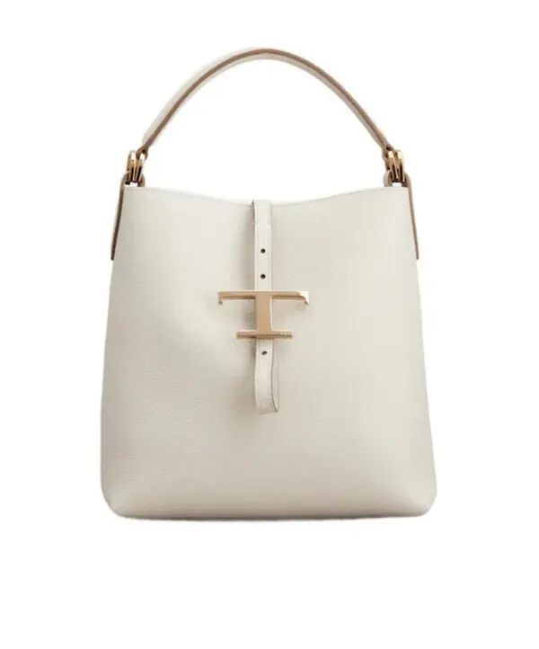 TOD'S Mini T Timeless Leather Bucket Bag - White