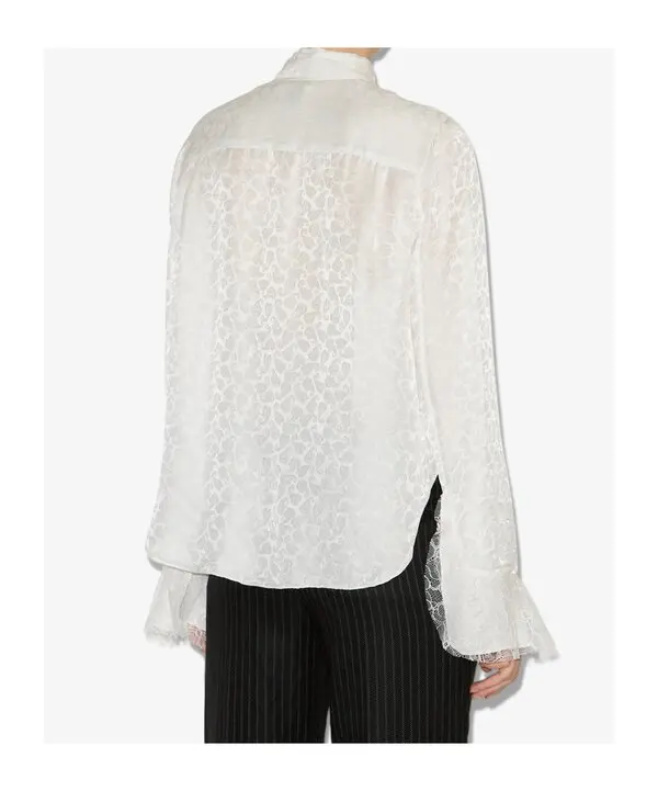 Isabel Marant Étoile Raphaella High-neck Blouse With Lace Button Cuffs - White