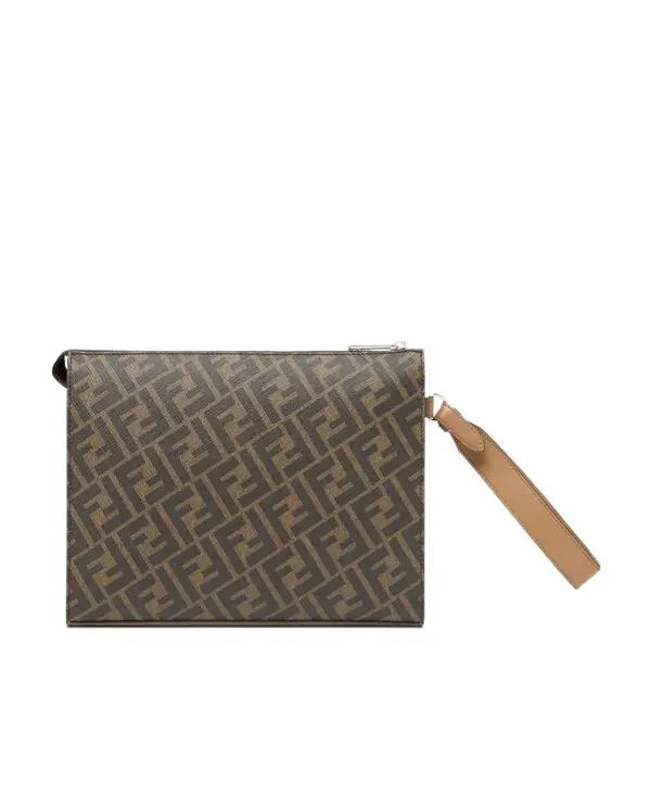 Fendi Logo Monogram Zipped Clutch Bag