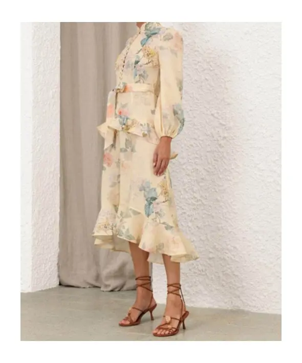 Zimmermann Illuminate Peplum Midi Dress