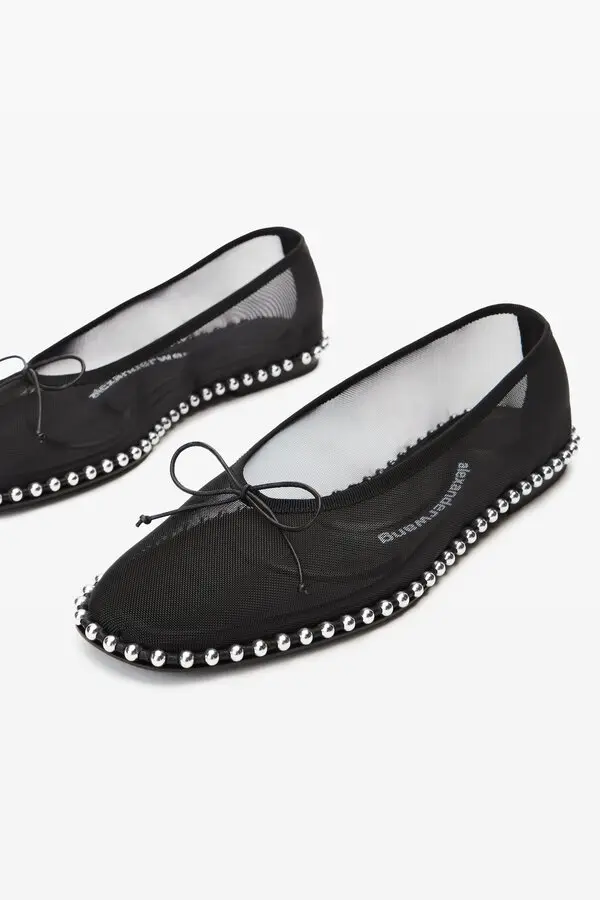 Alexander Wang Studded Mesh Ballet Flats - Black