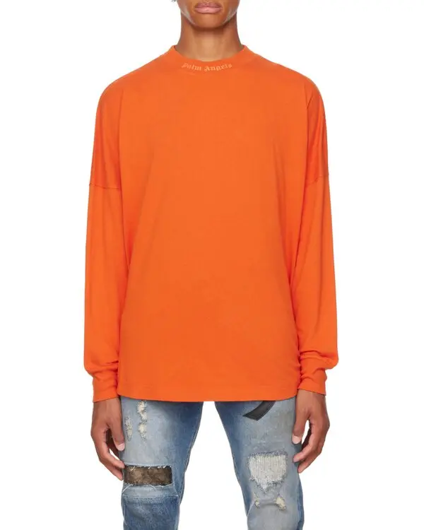Palm Angels Glitter Logo Oversized Long-sleeve T-shirt