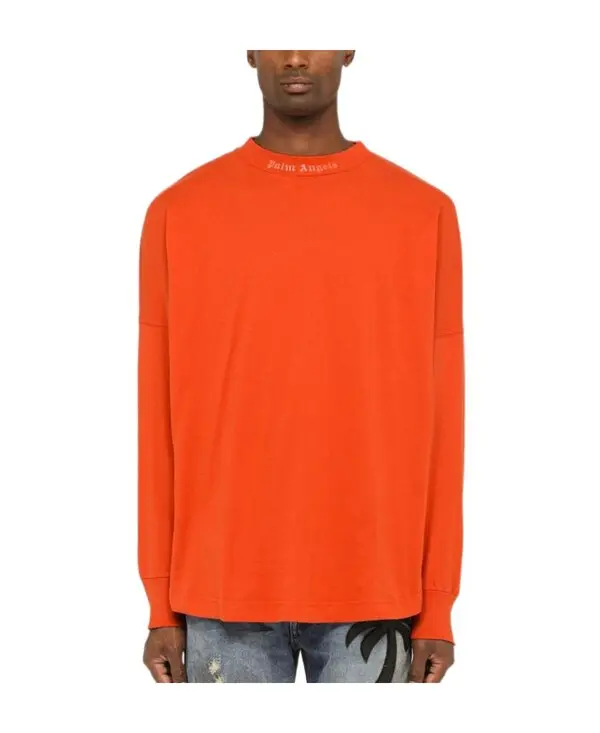 Palm Angels Glitter Logo Oversized Long-sleeve T-shirt